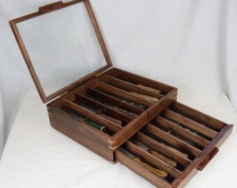 Knife Display Case With a Glass Top and Accessory Drawer - Removeable ...