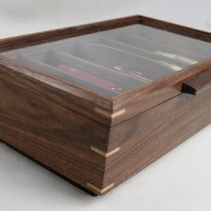 Knife Display Case With a Glass Top Removeable Tray 12 Sections Walnut ...