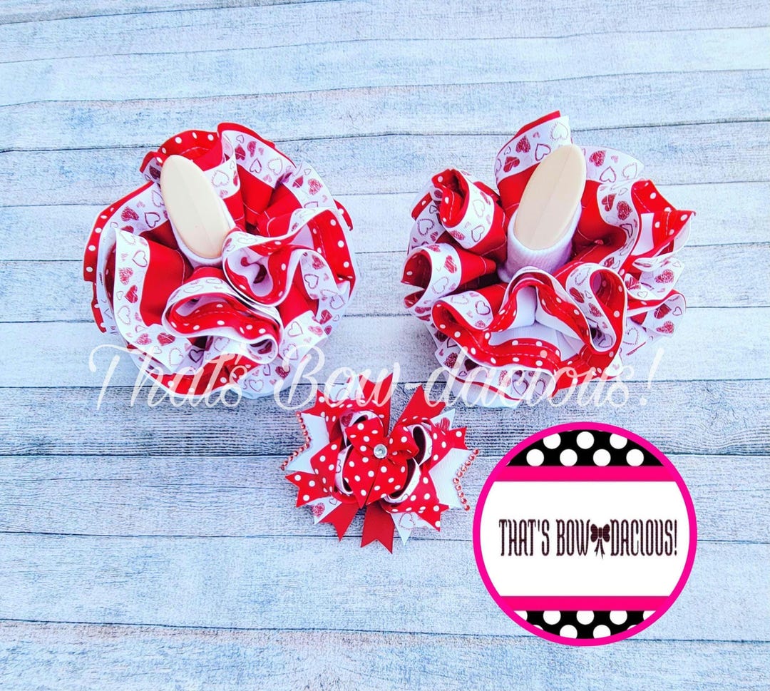 Valentine's Day Ruffle Socks With Hearts Red Socks for Special Occasion ...