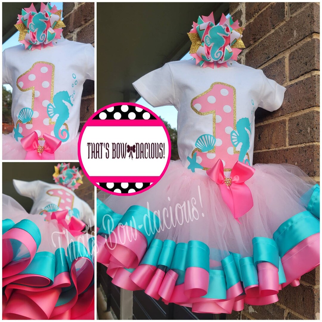 Under the Sea Tutu Set Seashell Tutu Pink Ribbon Tutu Mermaid Birthday ...