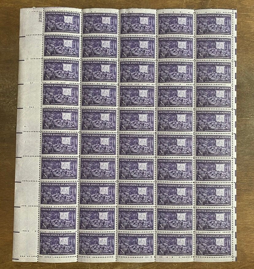 US Sheet of 50 Stamp 50th Anniversary of Motion Pictures 3 Cents L - Etsy
