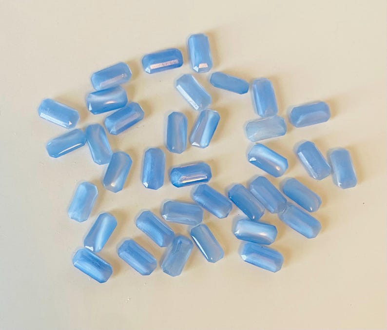 36 Pcs Vintage Rectangle Glass Light Blue Cabochons NOS - Etsy
