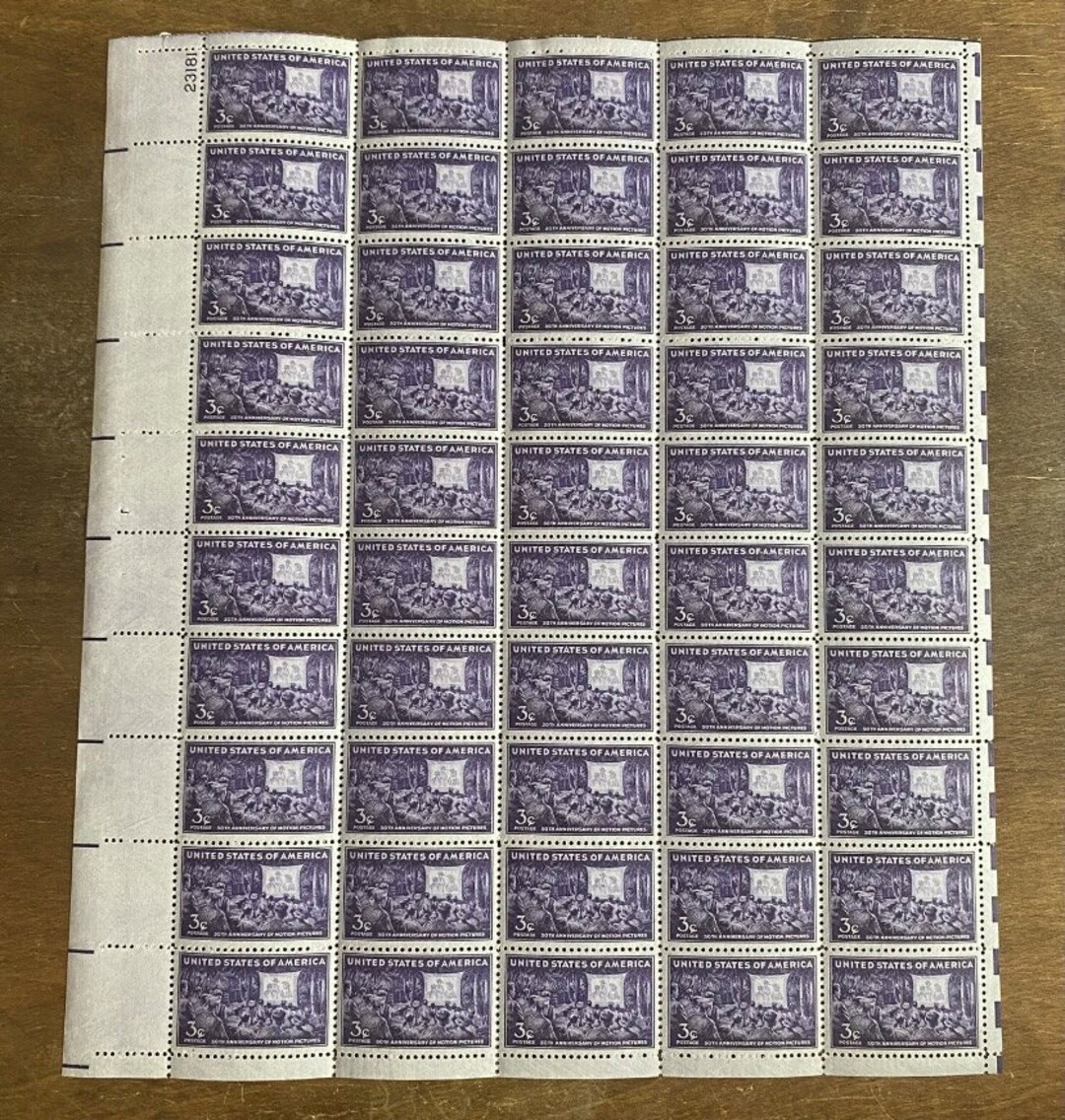 US Sheet of 50 Stamp 50th Anniversary of Motion Pictures 3 Cents L - Etsy