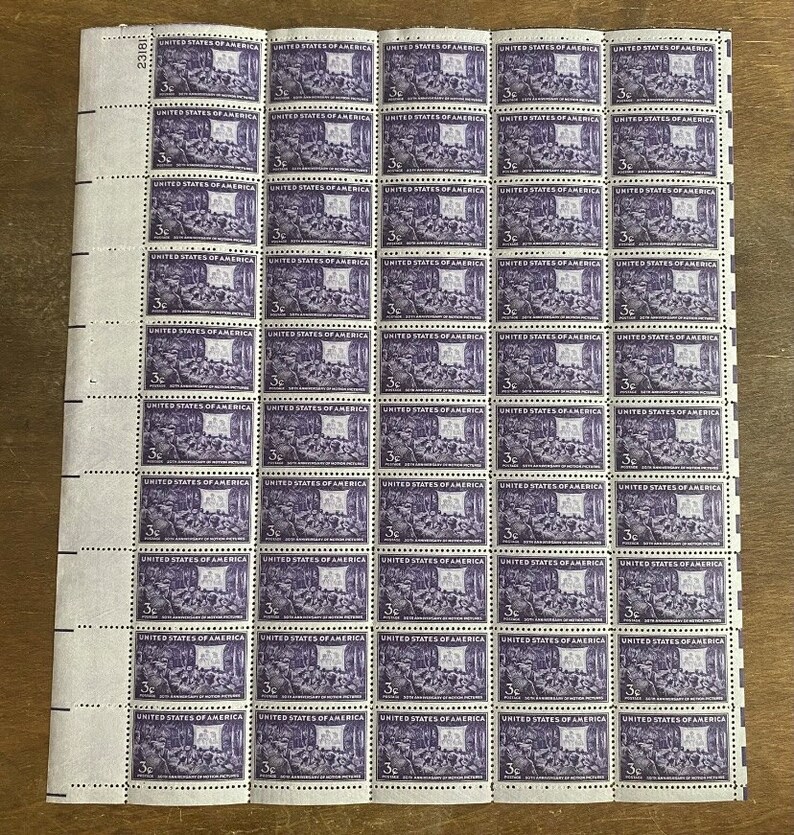 US Sheet of 50 Stamp 50th Anniversary of Motion Pictures 3 Cents L - Etsy