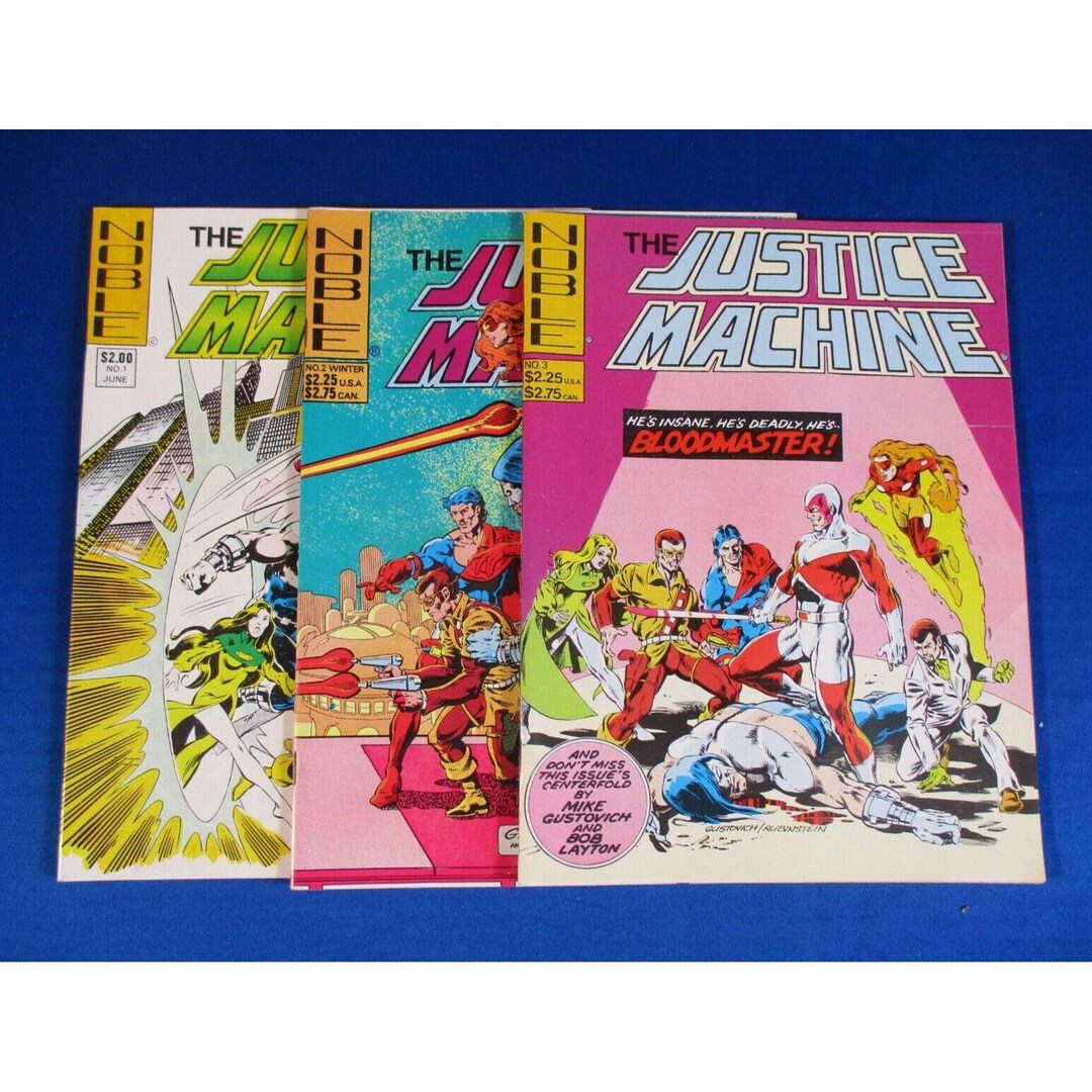1981 NOBLE Comics the Justice Machine 1-3 Rare Magazine Sized Issues - Etsy