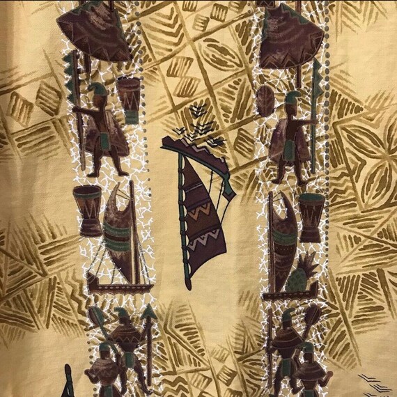 Vintage Midcentury Hawaiian Tiki Tapa Warriors 1960’s… - Gem