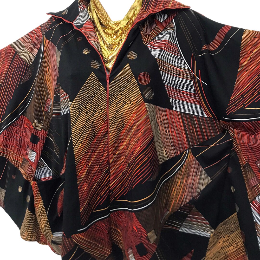 Vintage Short Caftan Halftan Zip Front Mod Disco Graphics 1970’s 1980’s ...
