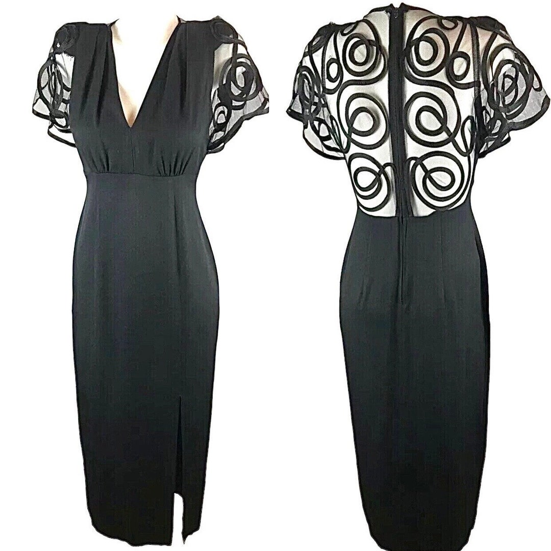 Vintage Rayon Deco Style Soutache Mesh Back Cocktail Rayon Dress Susan ...