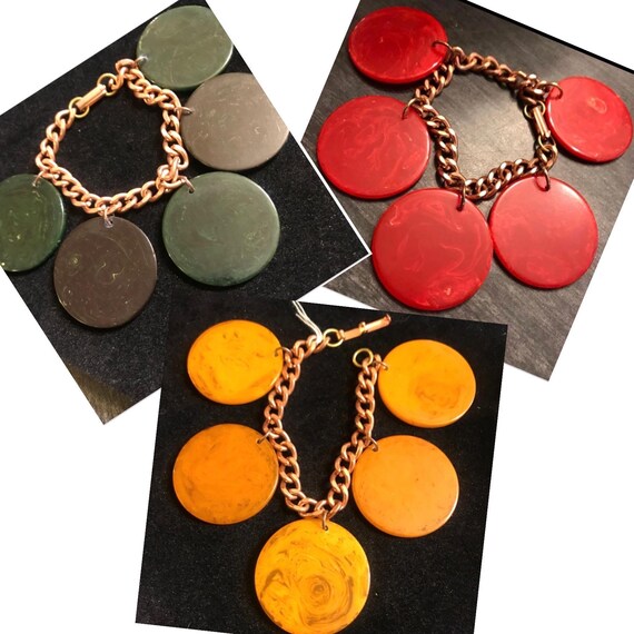 Vintage 1930's 1940’s Bakelite Catalin Charm Bracelet… - Gem