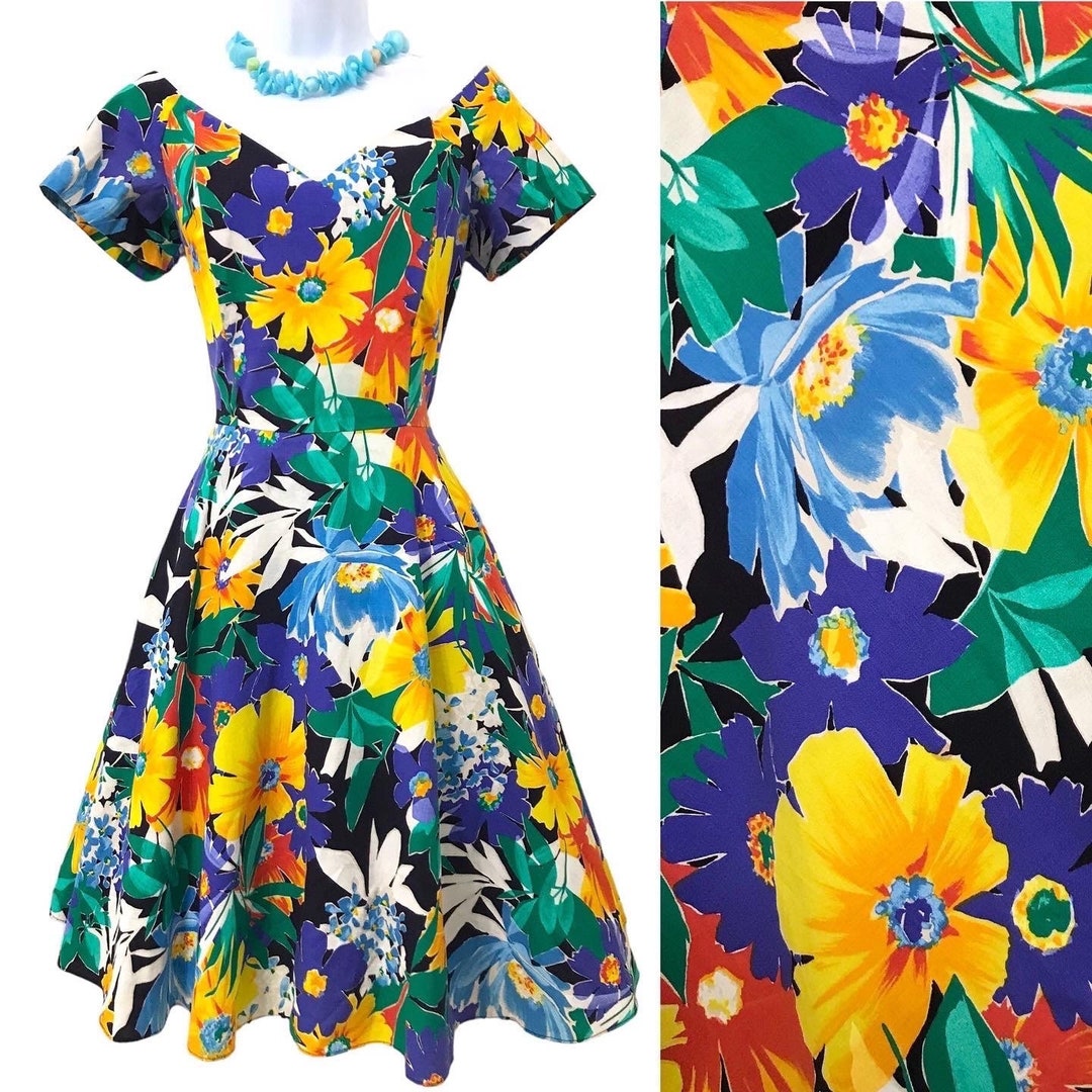 Vintage 1980’s - 1990’s Does 1950’s Style Fit N Flare Tropical Hawaiian ...