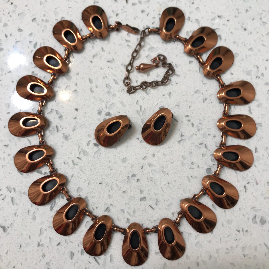 Vintage Renoir Copper 1950’s 1960’s Bear Paw Necklace and Earrings Demi ...