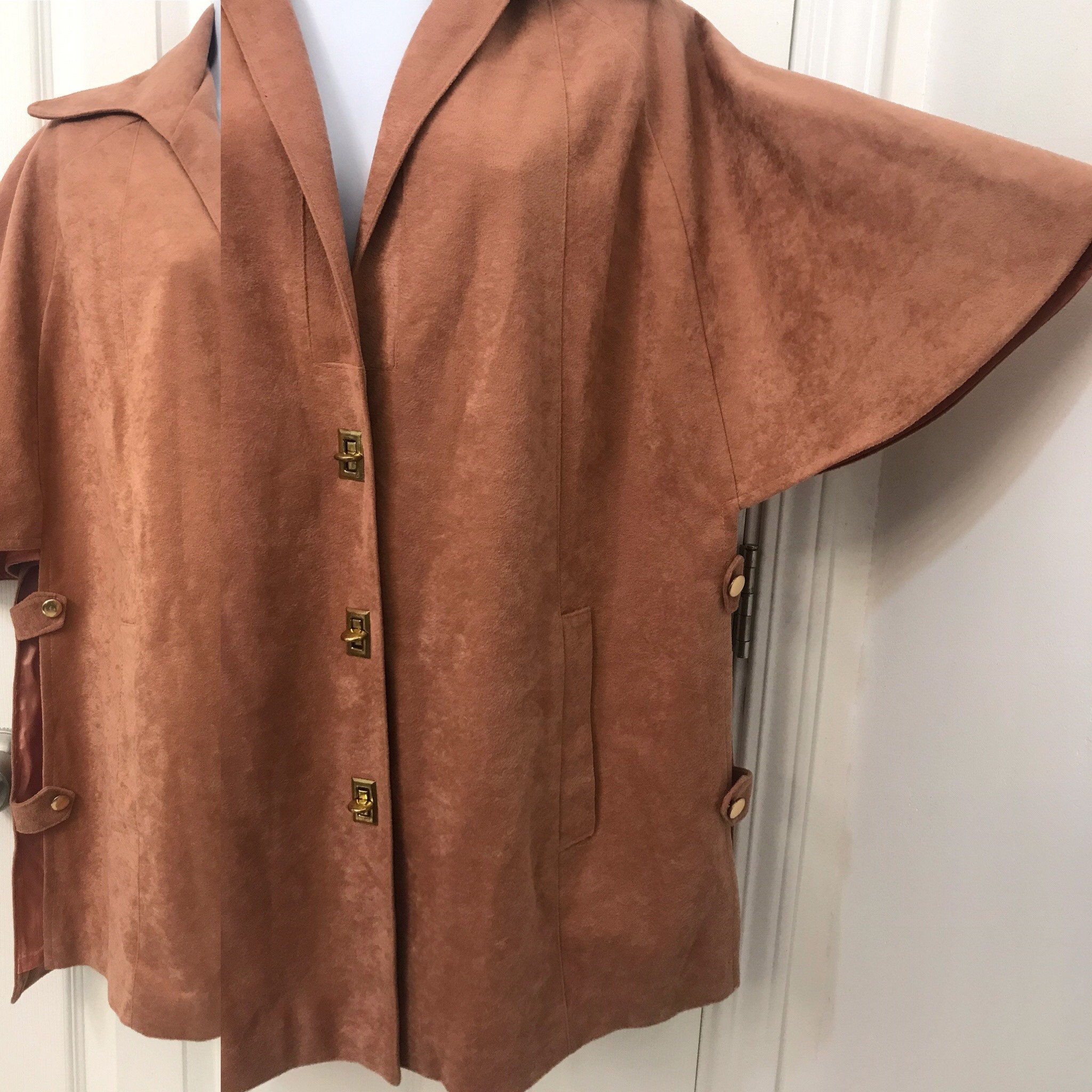 1970s Cape Bat Wing Poncho Dacron Ultrasuede Turnlock | Etsy