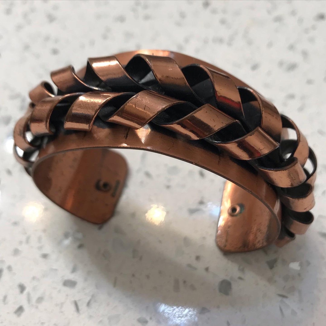 Renoir Copper Vintage 1950’s 1960’s 3D Relief Cuff Bracelet Modernist ...