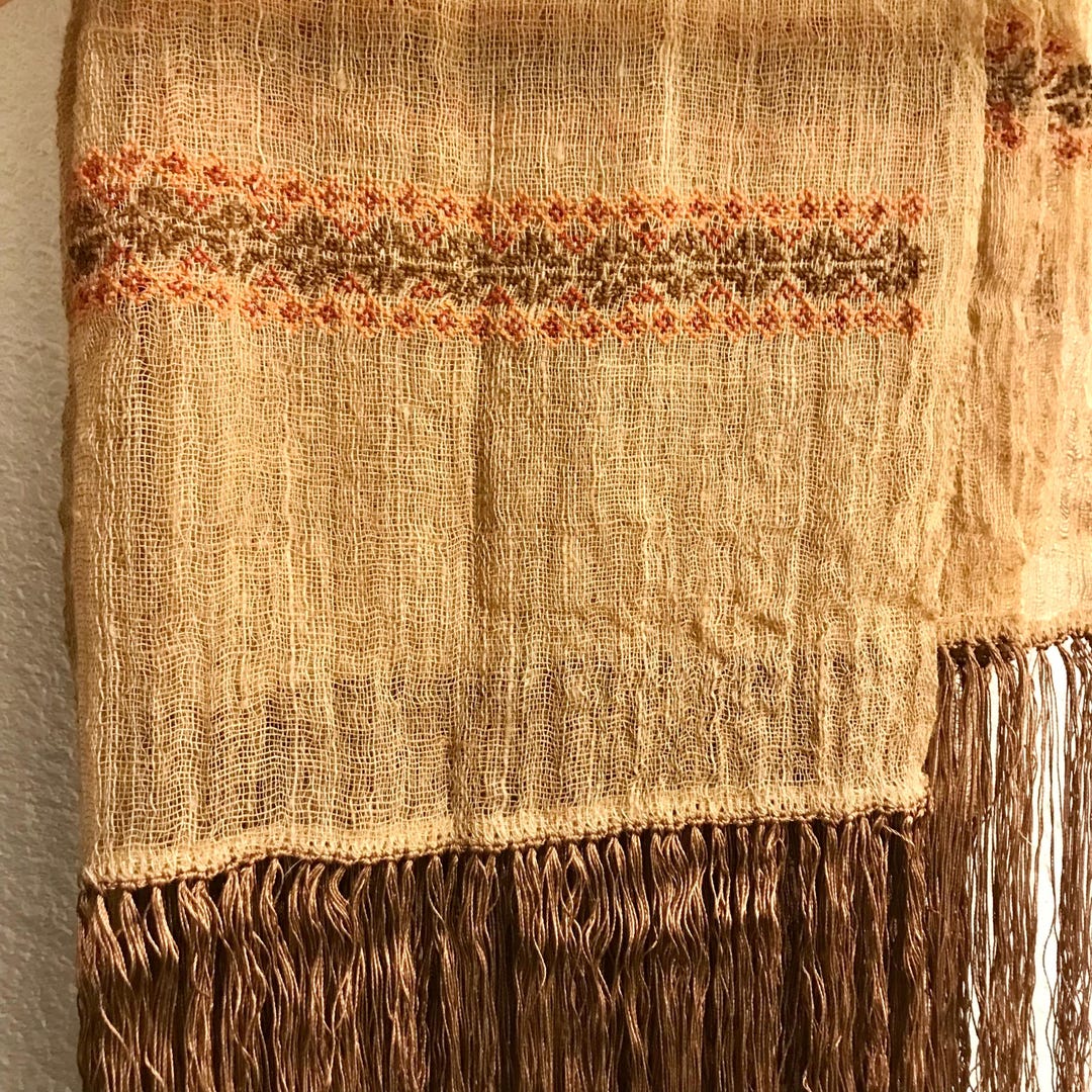 Vintage or Antique Piano Shawl Jute Burlap With Long Fringe Handwoven ...