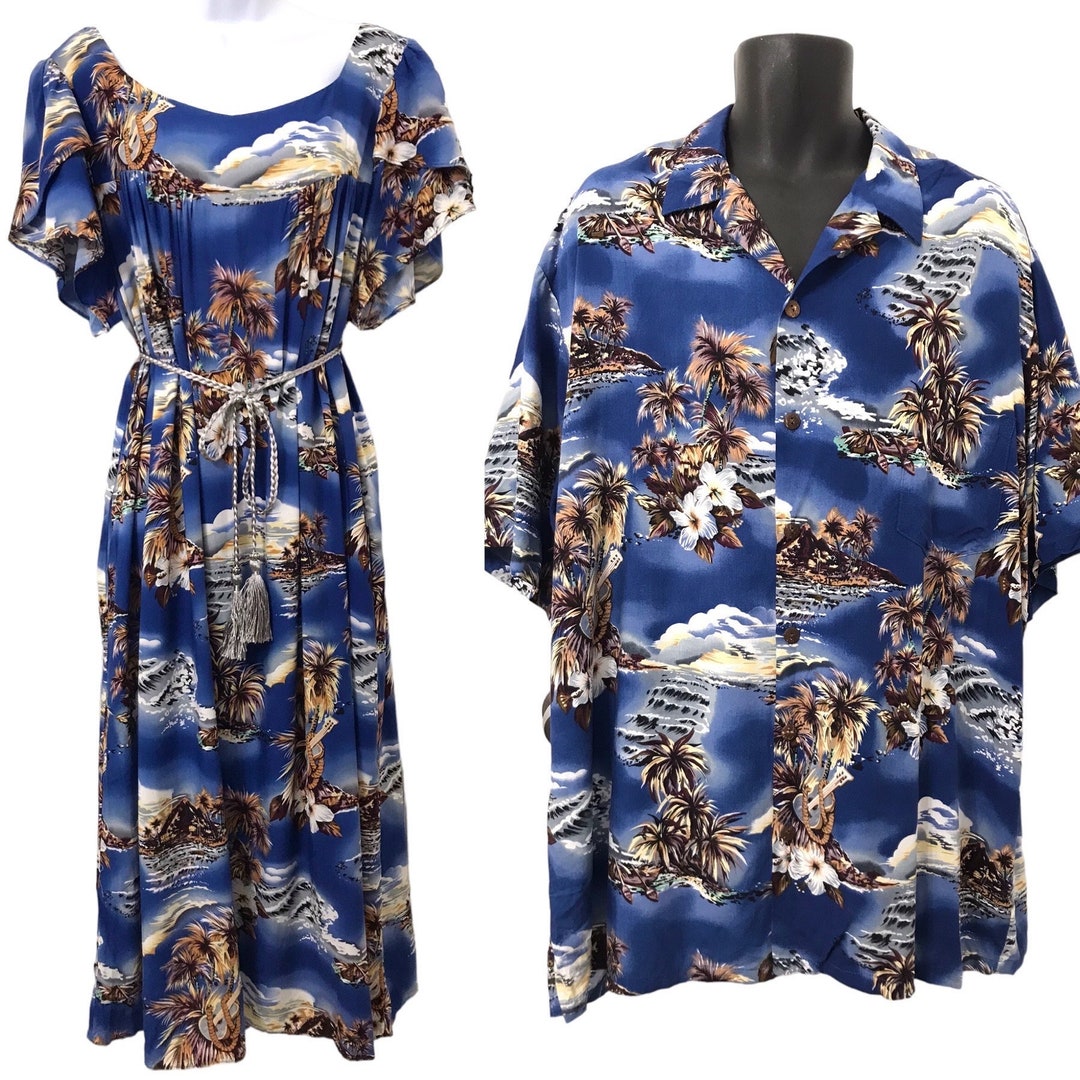 Rayon Hawaiian Plus Size Big + Tall Tiki Honeymoon Set Hilo Hattie’s ...