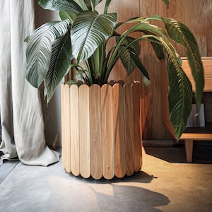 Wooden Slat Planter Flower Pot - Etsy