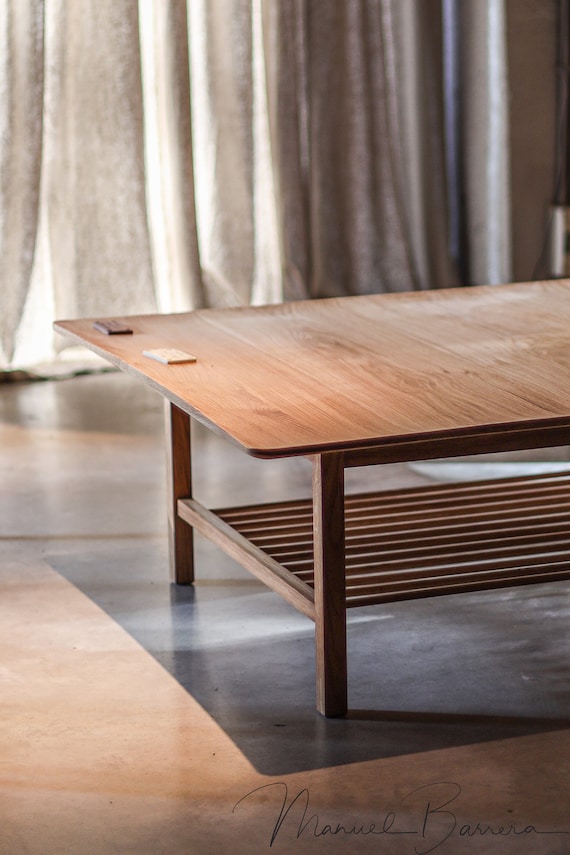 Carved Coffee Table 06 Center Table Living Room Table Made of Solid Oak Walnut Board Japanese Design Etsy UK