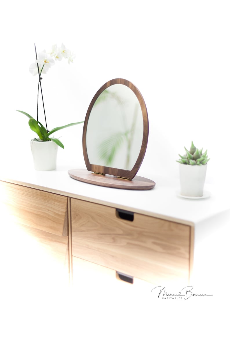 Vanity Mirror Table Mirror in Oak or Walnut - Etsy