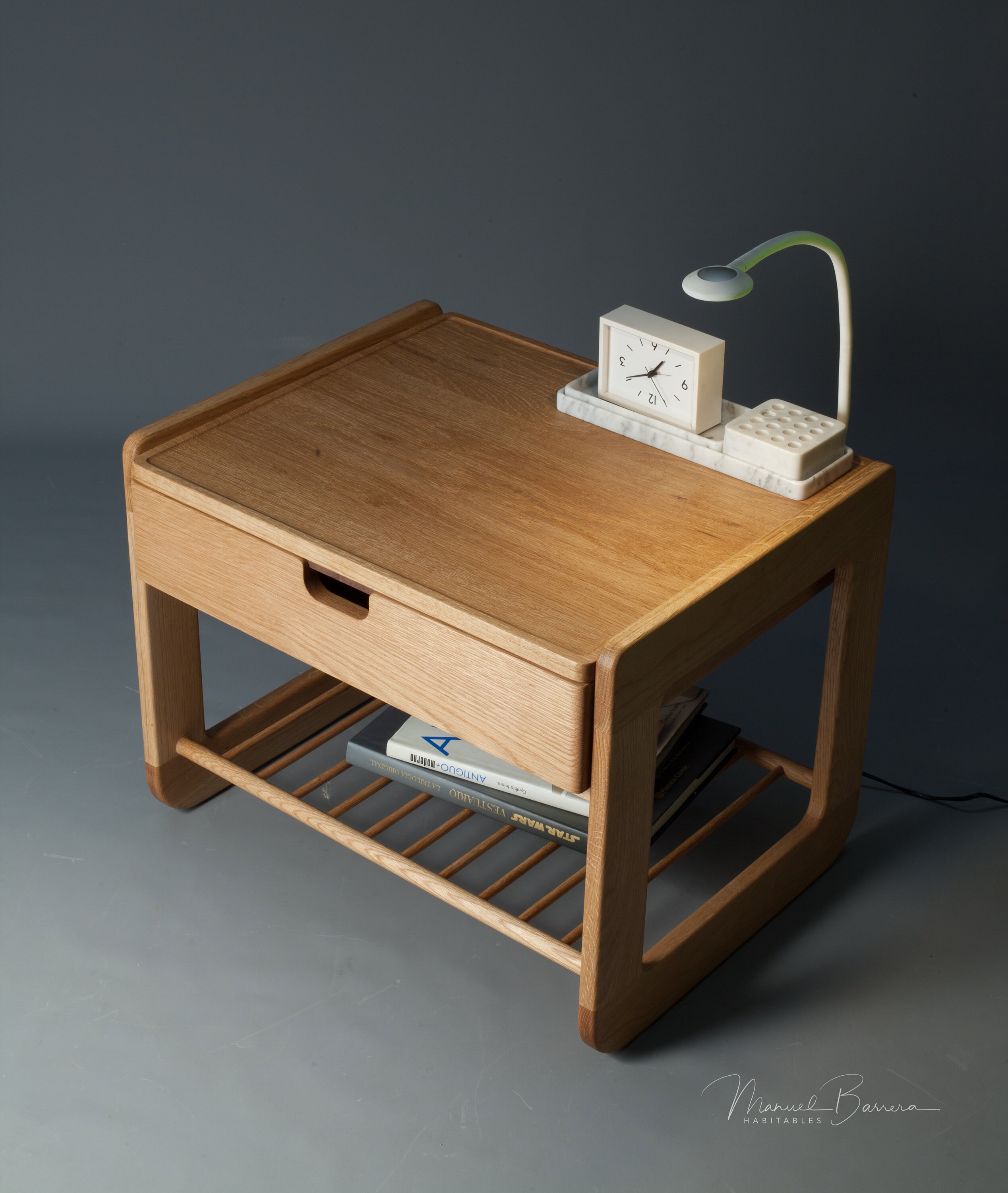 Nightstand Bedside table in solid wood Oak board slow living Japanese