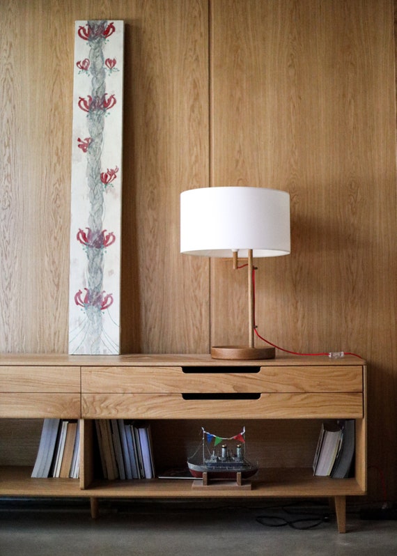 Modern Wood Table Lamp With Shade Scandinavian Design - Etsy