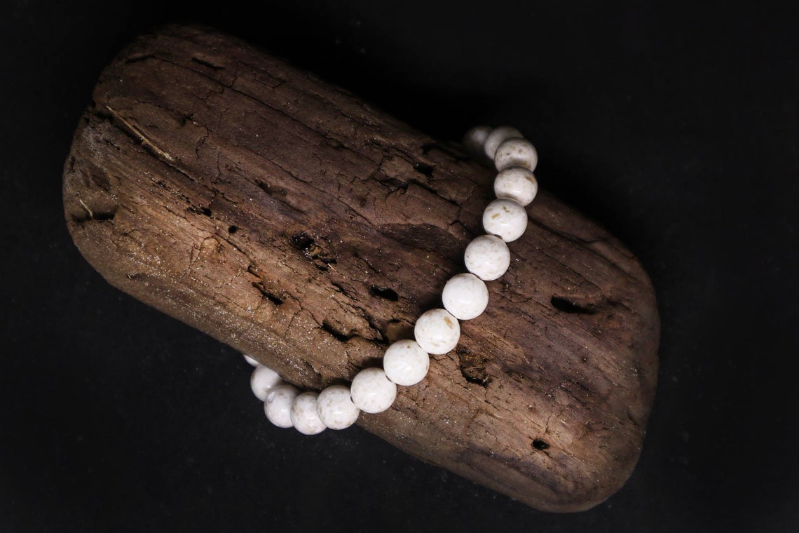 Handmade Croatian limestone bracelet 8 mm Natural stone from the island ...