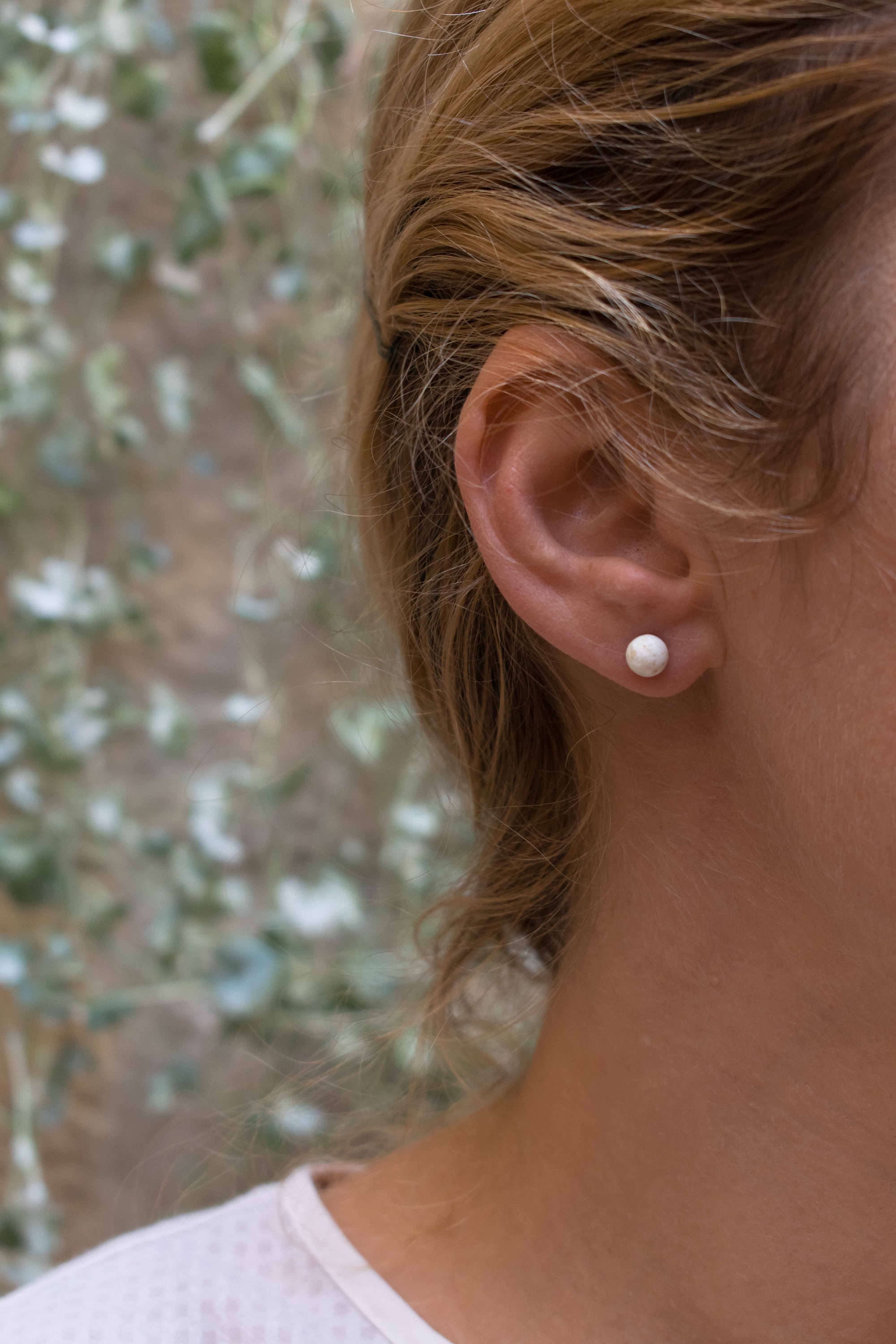 Handmade Croatian Limestone Stud Earrings 6mm | Natural Stone From the ...