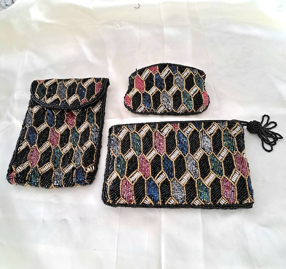 Vtg Bechamel 3 Piece Purse Set. Retro 1980 Bling Spar… - Gem