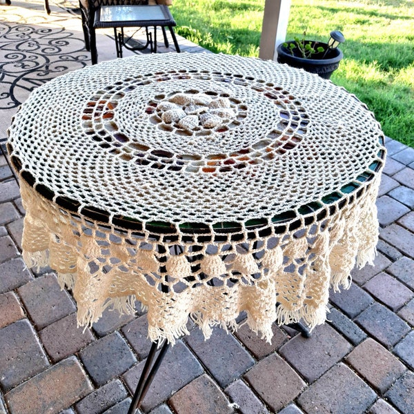Vintage Hand Crocheted Tablecloth - Etsy