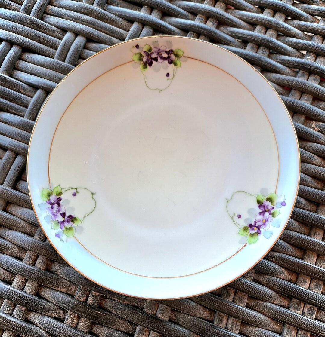 Vintage Nippon Hand Painted Violets, Set of 3 Bread and Butter Dishes ...