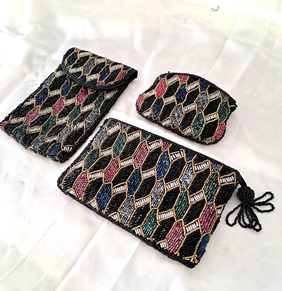 Vtg Bechamel 3 Piece Purse Set. Retro 1980 Bling Spar… - Gem