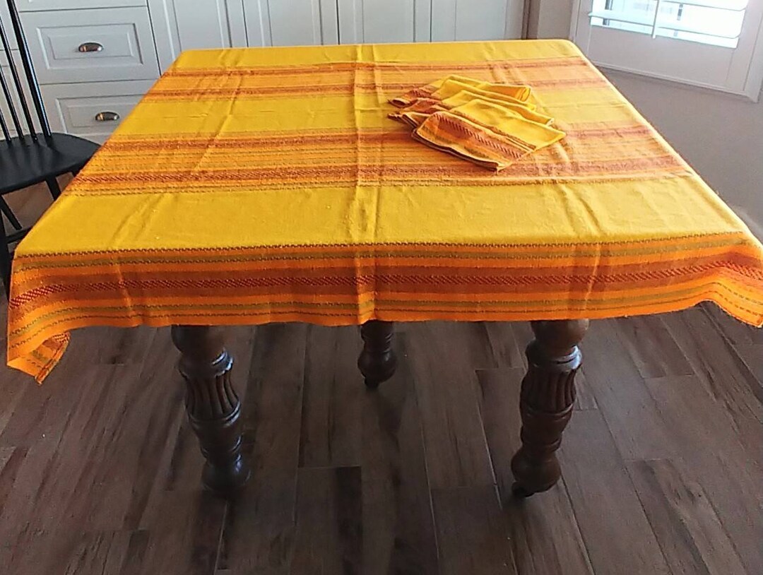 1970 Scandinavian Tablecloth Set. Rectangle Tablecloth and 4 Matching ...