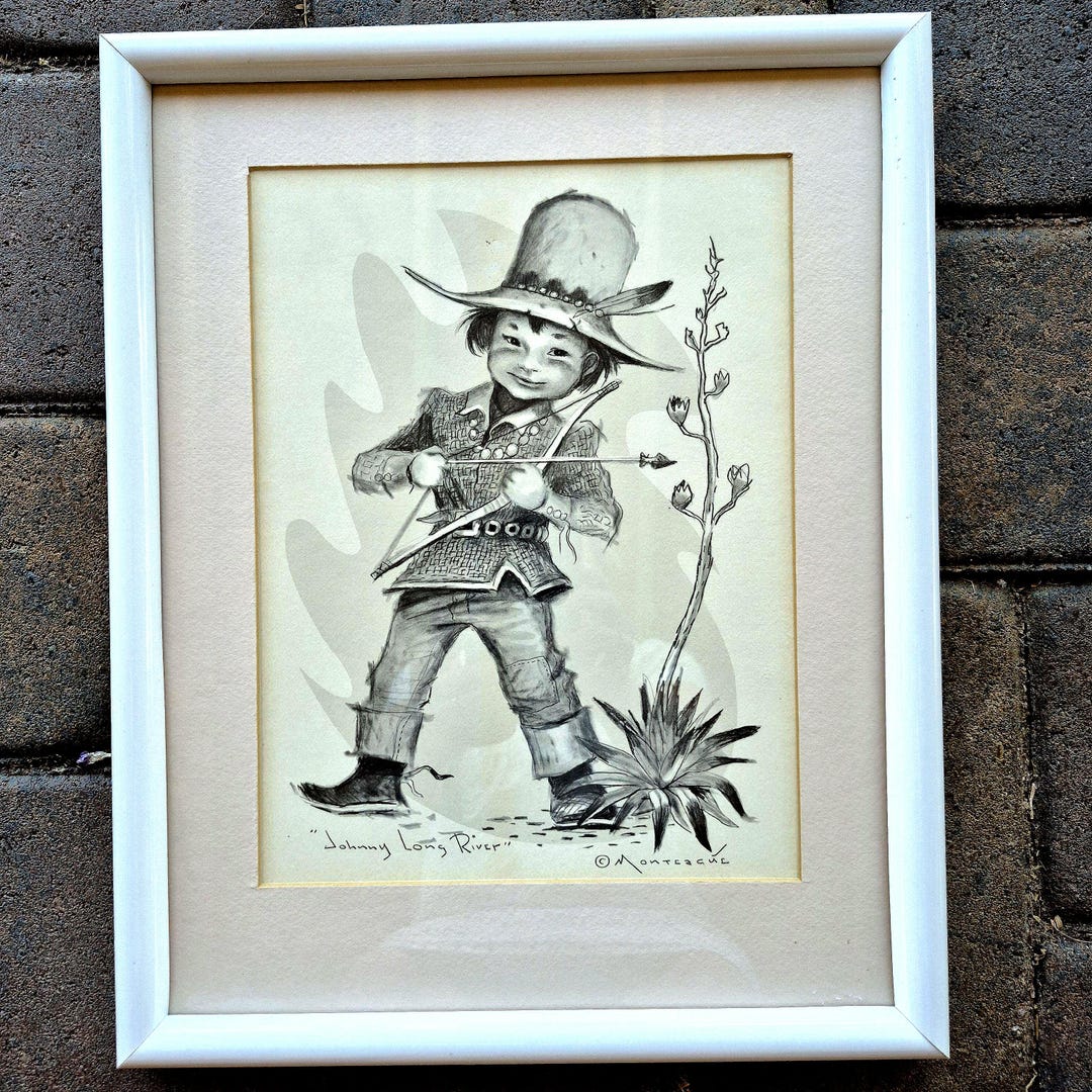 Native American Boy Pencil Print, Monteague Flagg, Framed Wall Art ...