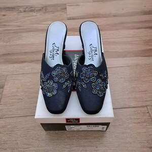 Vintage Black Evening Mule Slippers by PM Collection by 9.2.5, Satiny ...