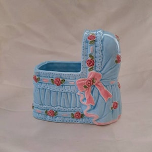 Mid-century Nursery Vases/planters. Adorable Baby Blue, Baby Bassinet ...