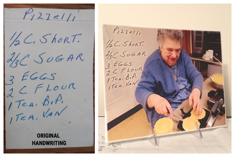 RECIPE in ORIGINAL HANDWRITING Pizzelli flat panel wall | Etsy