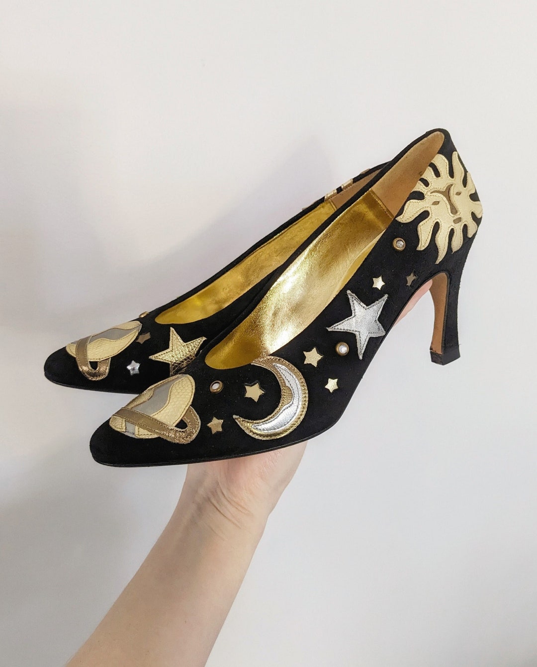 Vintage Zalo Celestial Sun & Moon Leather Heels, Size 5.5 #R3 - Etsy