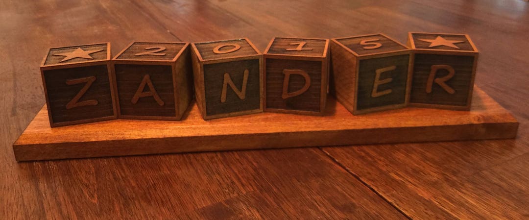 Wood Baby Name Display - Building Block Name Display - Laser Engraved ...