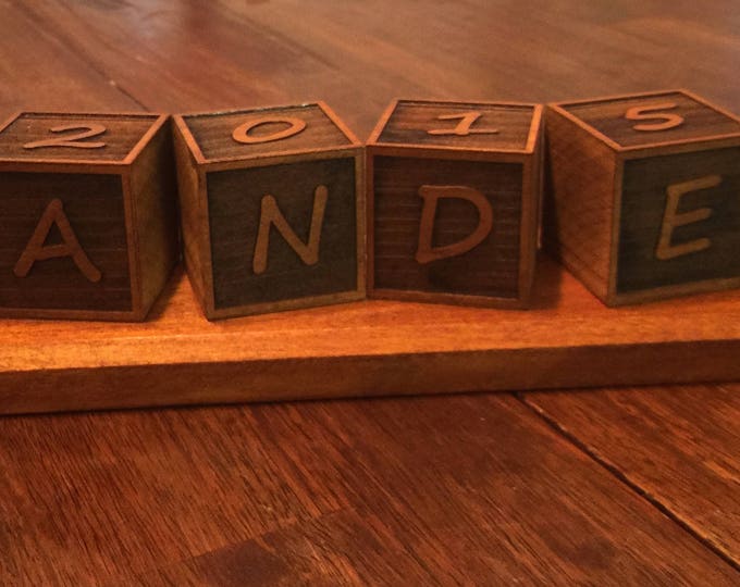 Wood Baby Name Display - Building Block Name Display - Laser Engraved ...