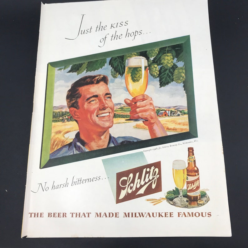Art & Collectibles Collectibles Vintage 1946 Schlitz Beer Print Ad ...