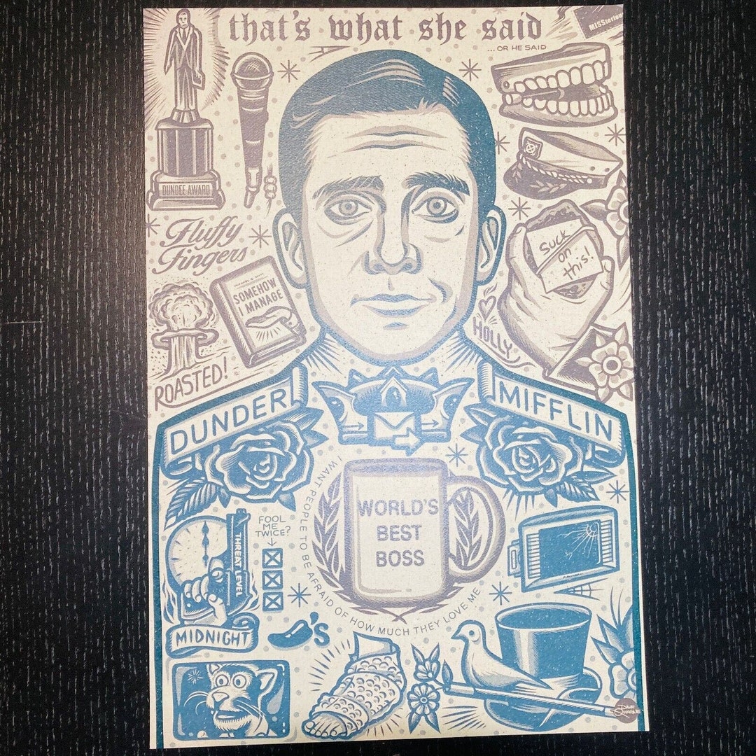 Nbc's the Office Michael Scott Art Print by Dave Quiggle 12x18 - Etsy