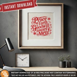 Festive Typography Art Peace on Earth, Goodwill Toward Men Cheerful ...