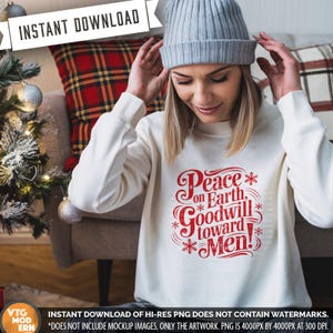 Festive Typography Art Peace on Earth, Goodwill Toward Men Cheerful ...