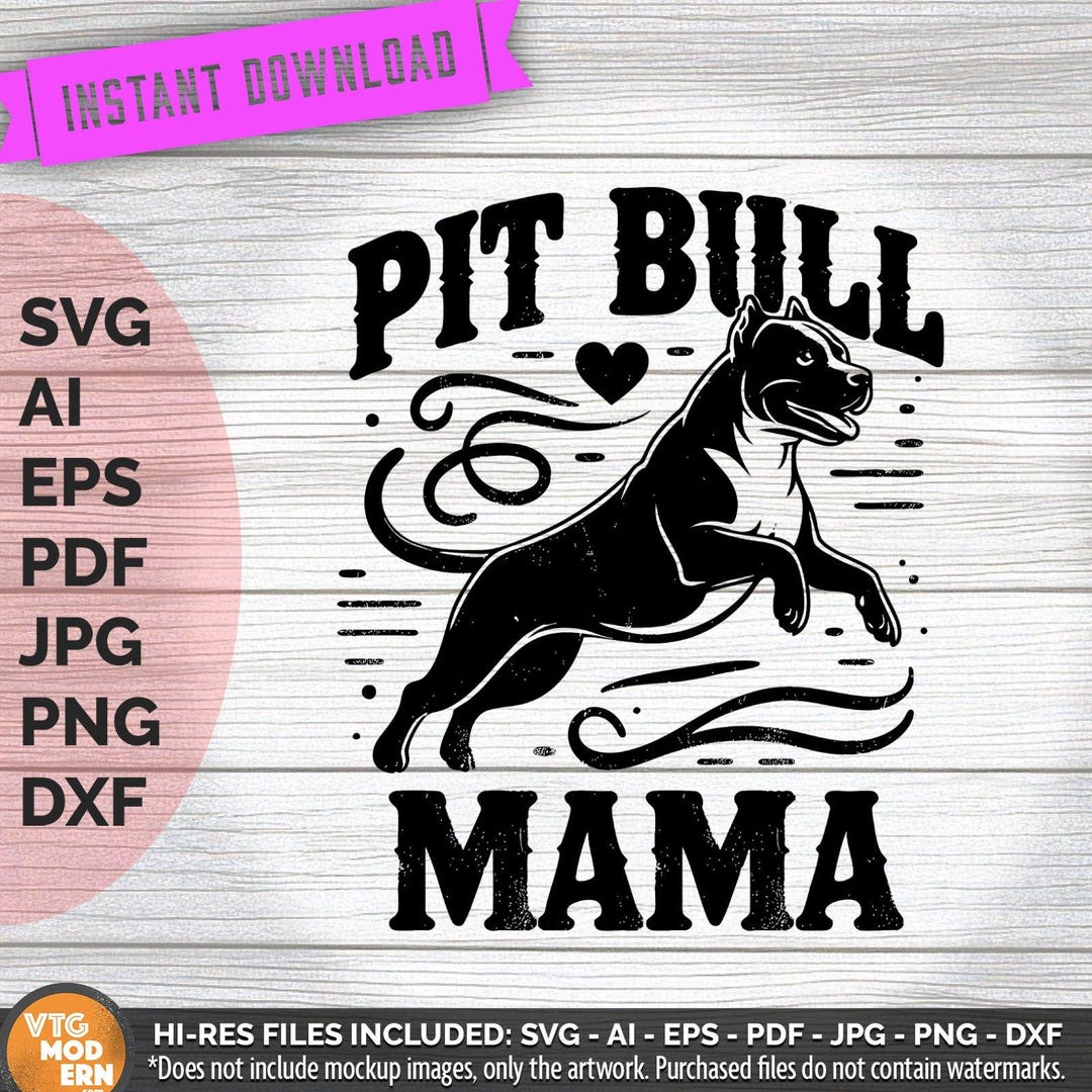 Pit Bull Mama SVG: Leaping Dog Silhouette (digital Download) - Etsy