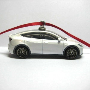 White Tesla Model Y EV Electric Car Christmas Tree Ornament - Etsy