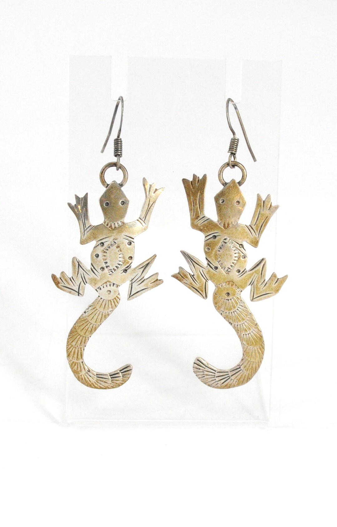 Navajo Sterling Lizard Earrings Signed Louise Yazzie - Etsy