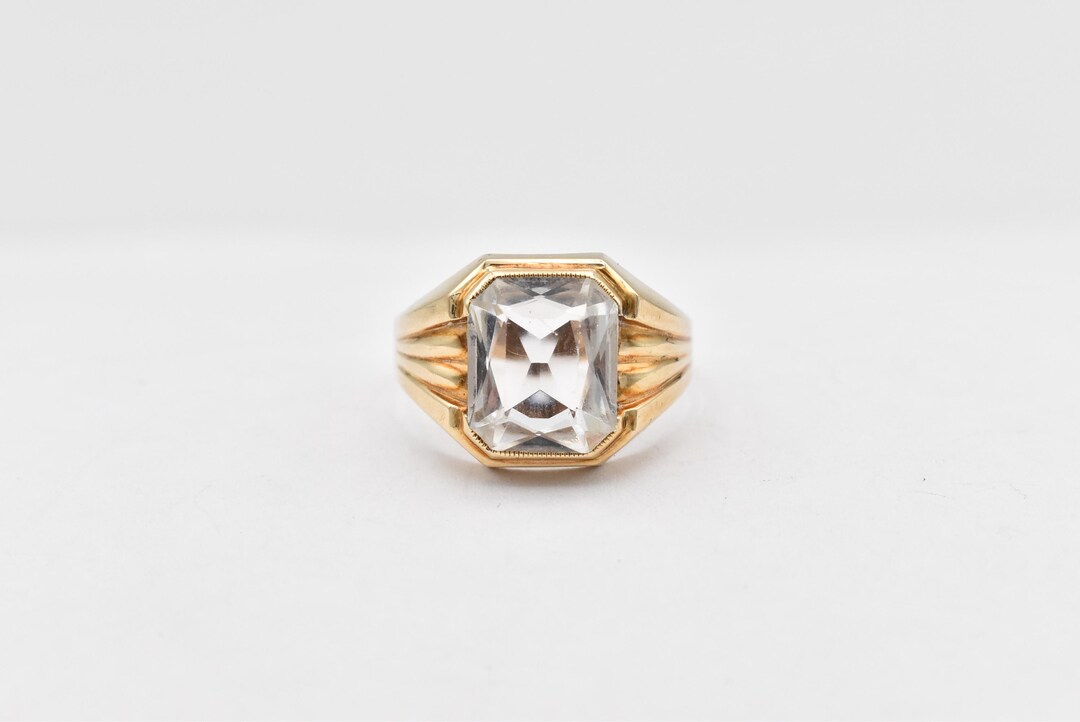 10K Antique Gold and Cut Glass Ring US Size 11 1/4 - Etsy