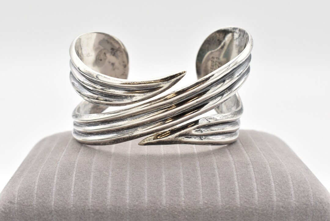 925 Modernist Crossover Cuff Bracelet 6 3/4 Inches Taxco - Etsy