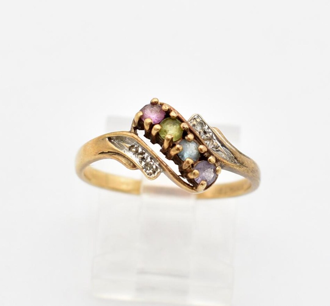 10K Yellow Gold Multi Stone Ring Signed TPC ~ Size 7 3/4 to 8 - Etsy