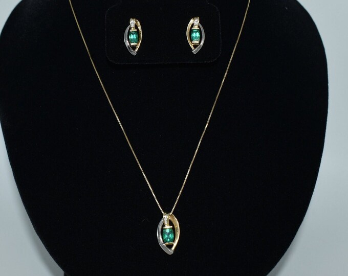 Vintage Simon Golub and Sons 14K Gold Set With Emerald and Diamond 'SGS ...
