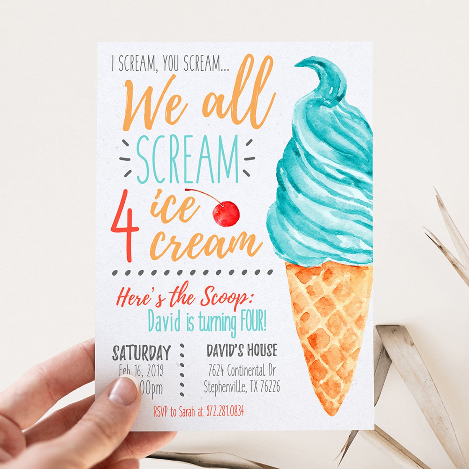 Ice Cream Birthday Invitation Boy We All Scream for Ice - Etsy